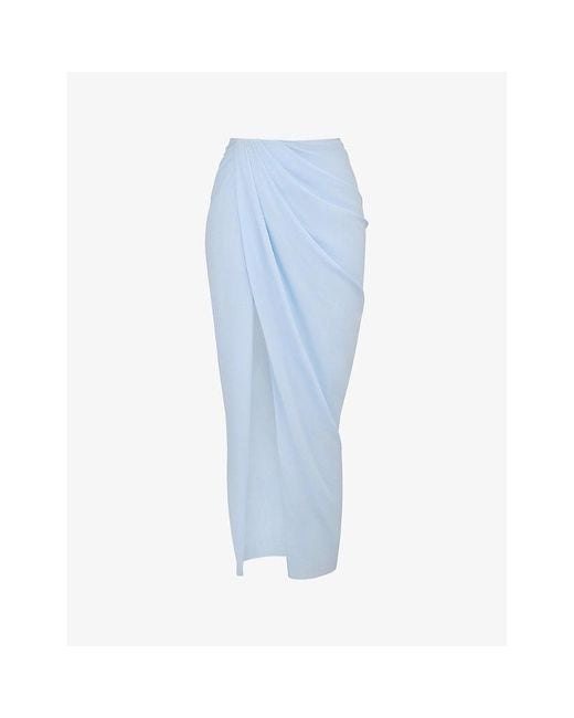 House Of Cb Vesper Floral-Print Stretch-Woven Maxi Skirt in Blue | Lyst UK