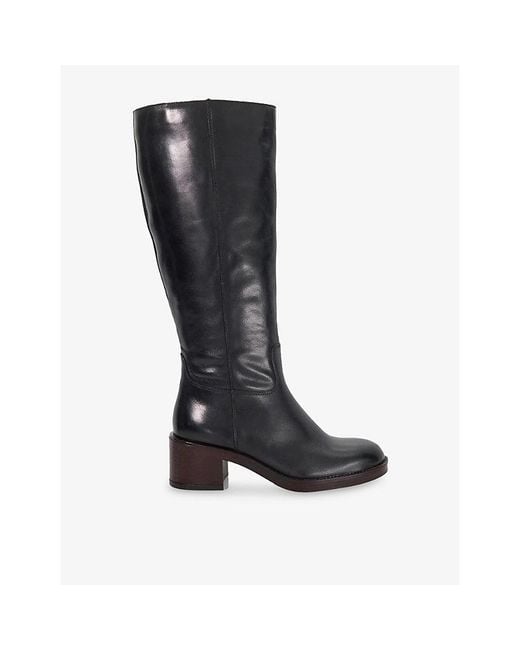 Dune Tammies Leather Heeled Knee-High Boots in Black | Lyst UK