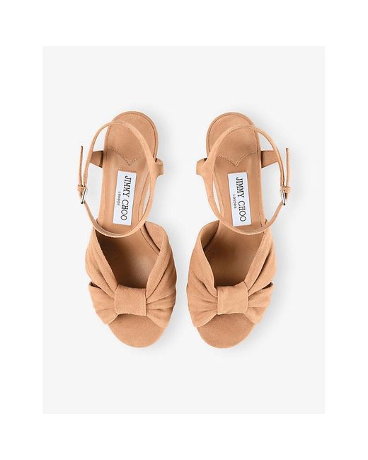 Jimmy Choo Heloise 80 Suede Heeled Sandals in Pink | Lyst