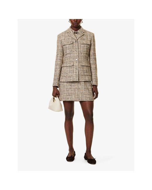 Theory Military Long-Sleeve Tweed Jacket in Natural | Lyst