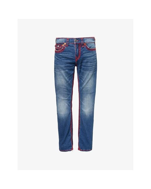 True Religion Ricky Exposed-Stitch Straight-Leg Relaxed-Fit Stretch ...
