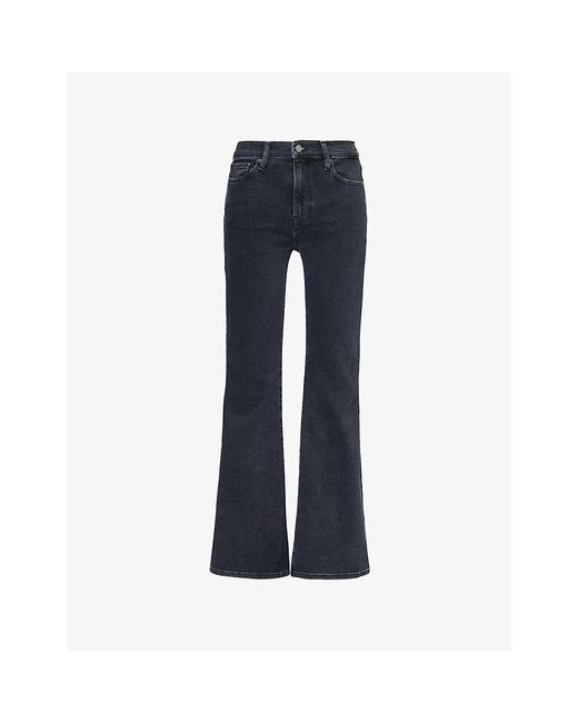 FRAME Le Easy High-Rise Flared Stretch-Denim Jeans in Blue | Lyst