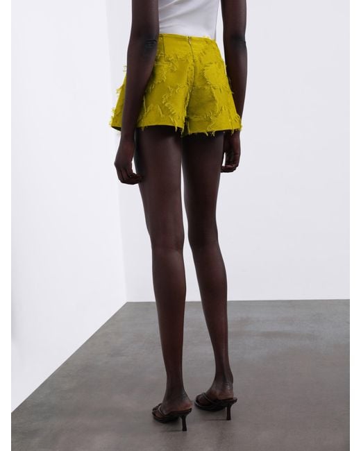 SÉLONE Jora Fringe Shorts in Green | Lyst UK