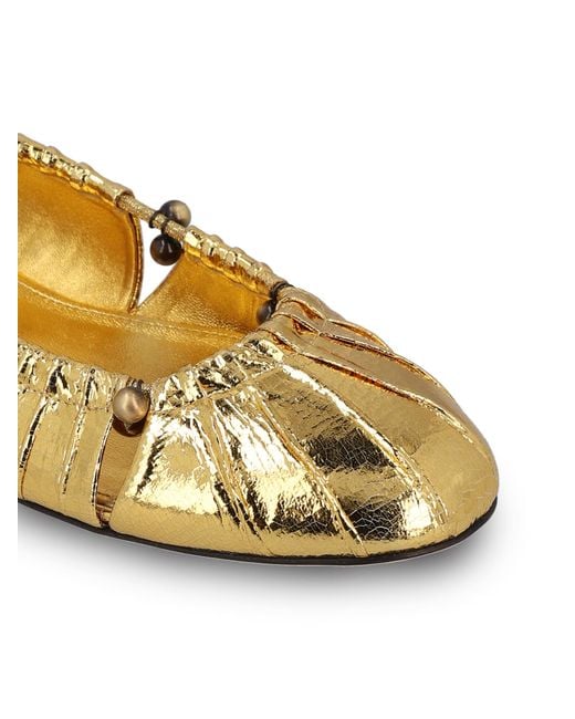 Chloé Chlo Luna Cut-Out Metallic Ballet Flats | Lyst