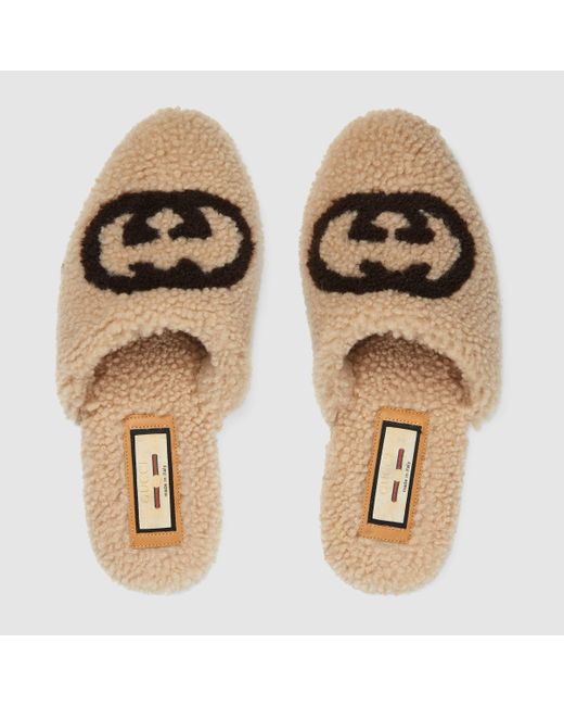 Gucci Eileen Interlocking G Shearling Slippers | Lyst