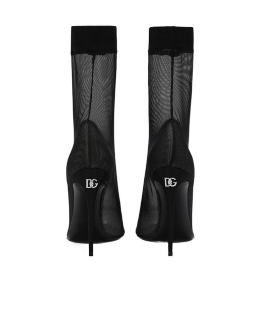 Dolce & Gabbana Sheer Mesh-Design Boots in Black | Lyst