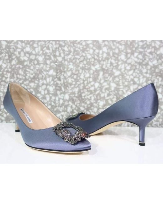 Manolo Blahnik Logo High Heels in Blue | Lyst