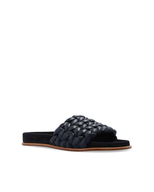 Chloé Leather Woven Detail Slippers | Lyst