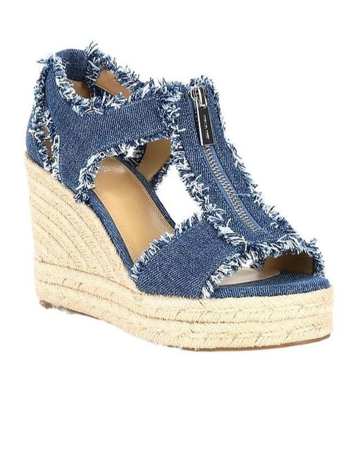 Michael Kors Cowboy Heel Sandals in Blue | Lyst