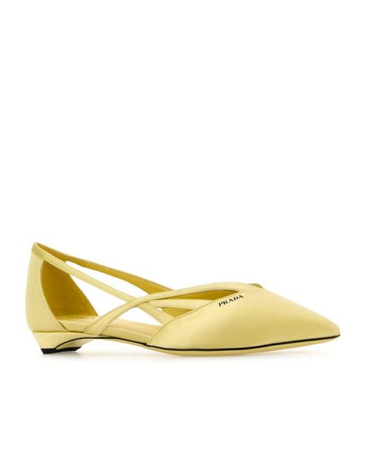 Prada Pointed Ballet Shoes in Yellow | Lyst