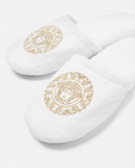 Versace Medusa Gala Slippers in White for Men | Lyst