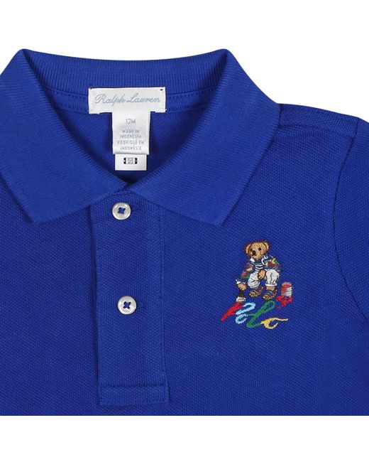 Ralph Lauren Logo Pattern Polo Shirt in Blue | Lyst