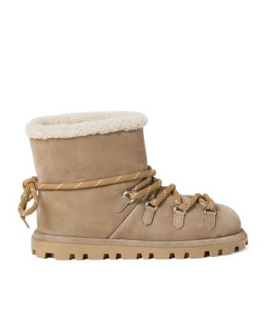 Miu Miu Round-Headed Short Boots in Natural | Lyst