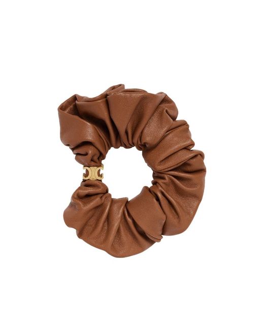 Celine Scrunchy Logo Details Hair Ornaments in Brown | Lyst