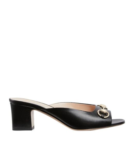Gucci 60Mm Horsebit Leather Mules in Black | Lyst