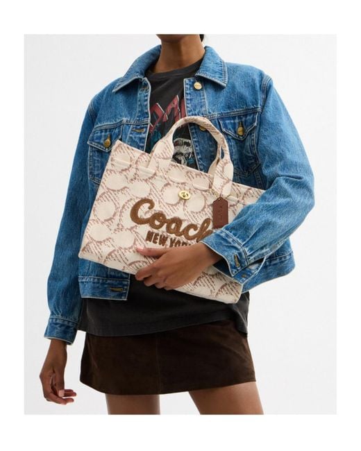 COACH Cargo Tote Bag With Signature Canvas in Natural | Lyst