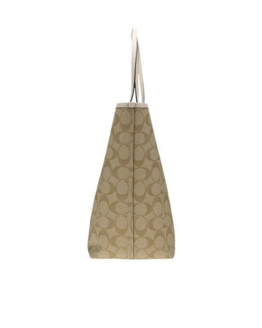 COACH Logo Tote Shoulder Bag in White | Lyst