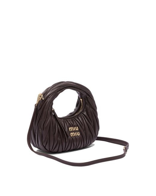 Miu Miu Mini Wander Shoulder Bag in Brown | Lyst