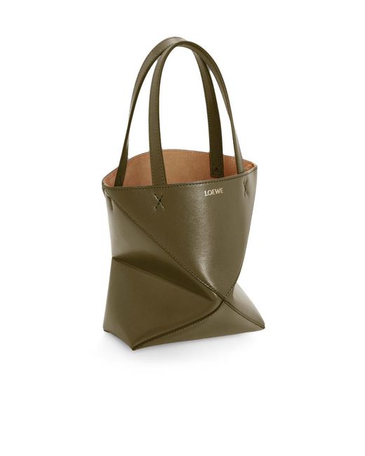 Loewe Mini Puzzle Fold Tote Bag in Green | Lyst