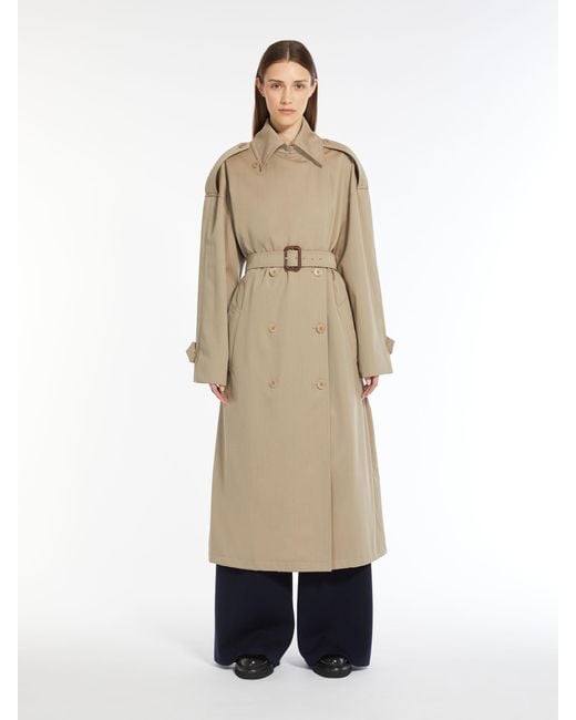 Max Mara Belt Wool Trench Coat in Natural | Lyst