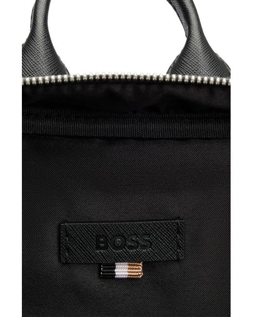 BOSS Logo-Tag Leather Backpack in Black for Men | Lyst