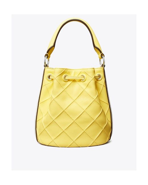 Tory Burch Calf Leather Bucket Bag in Yellow | Lyst