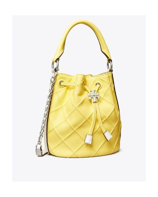 Tory Burch Calf Leather Bucket Bag in Yellow | Lyst