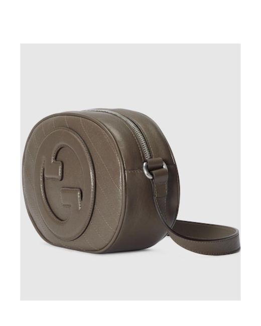 Gucci Logo-Patch Leather Shoulder Bag in Gray | Lyst