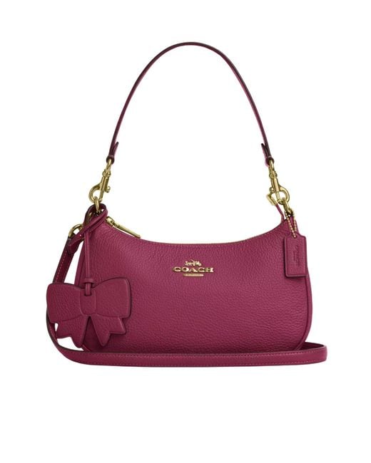 COACH Teri Bow Shoulder Bag in Purple | Lyst