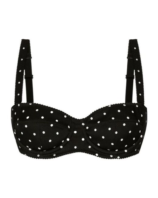 Dolce & Gabbana Polka Dot-Print Balconette Bra in Black | Lyst