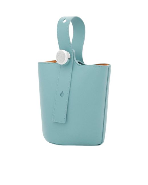 Loewe Pebble Bucket Calfskin Mini Bag in Blue | Lyst