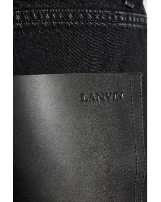 Lanvin Logo Embossed Denim Jeans in Black for Men | Lyst