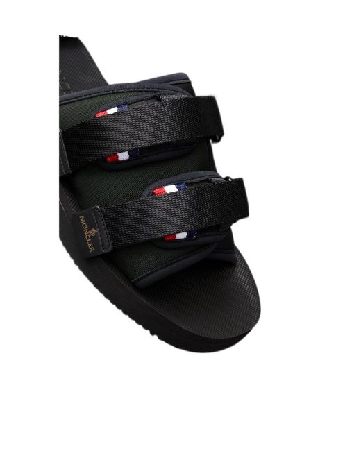 Moncler Logo Classic Details Slippers in Black for Men | Lyst