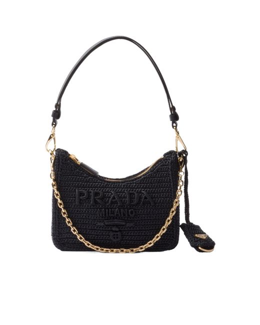 Prada Re-Edition Crochet Mini-Bag in Black | Lyst