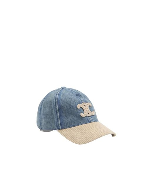 Celine Triomphe Baseball Cap in Blue | Lyst