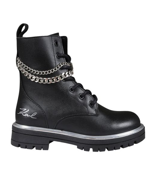 Karl Lagerfeld Round-Headed Martin Boots in Black | Lyst