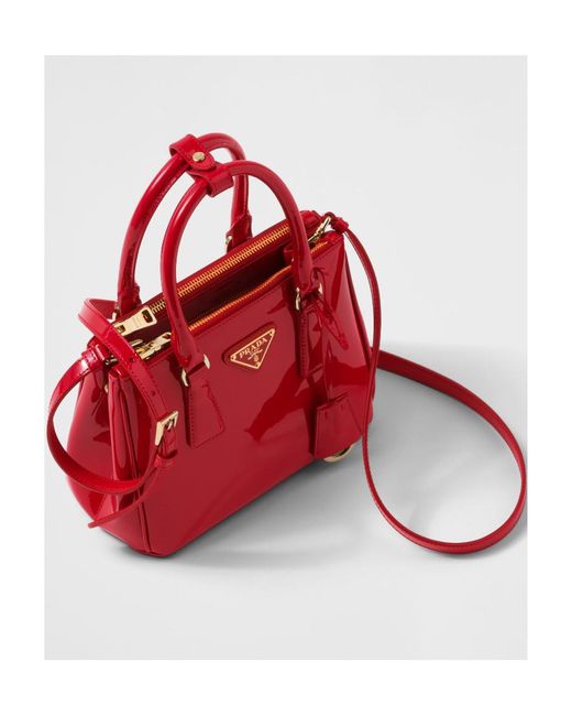 Prada Galleria Patent Leather Tote Bag in Red | Lyst
