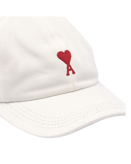Ami Paris Logo Details Baseball Cap in White for Men | Lyst