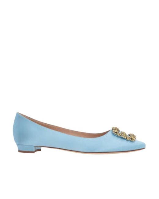 Manolo Blahnik Logo Ballet Shoes in Blue | Lyst