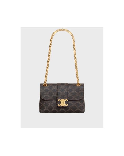 Celine Ten Victoire Triomphe Shoulder Bag in Black | Lyst