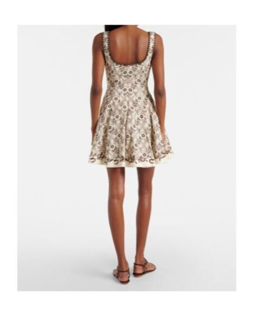 ALÉMAIS Printed Linen And Cotton Minidress in Natural | Lyst UK