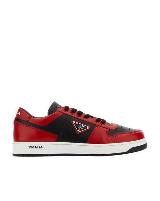 Prada Logo Sports Shoes in Red for Men | Lyst