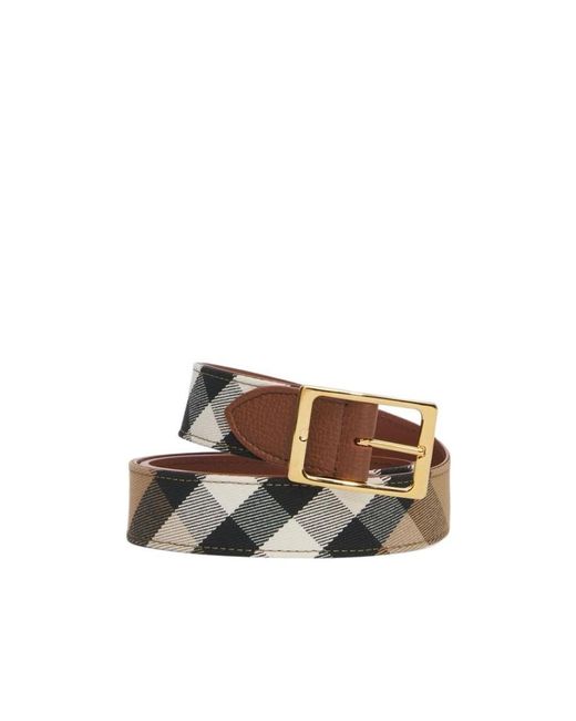 Burberry Double-Sided House Checked Belt in Brown | Lyst