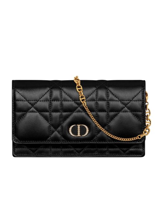 Dior Caro Pouch With Chain And Crystals in Black | Lyst