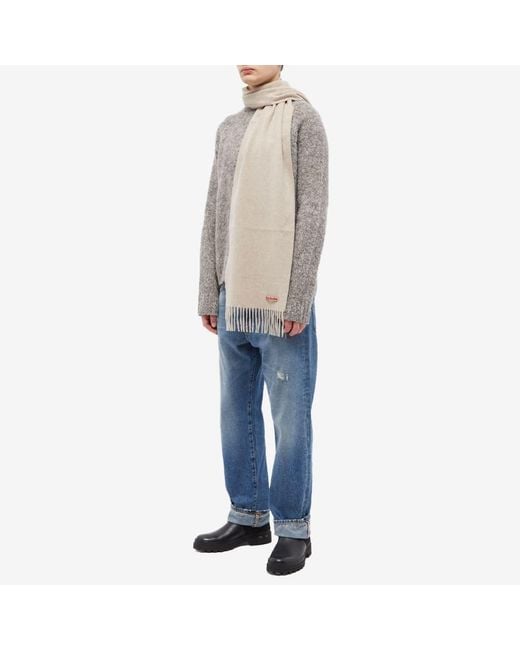 Acne Studios Logo Detailed Fringed Edge Scarf in Natural for Men | Lyst