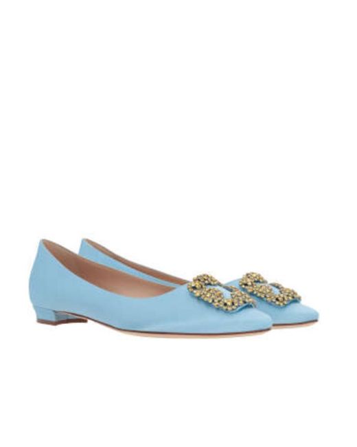 Manolo Blahnik Logo Ballet Shoes in Blue | Lyst