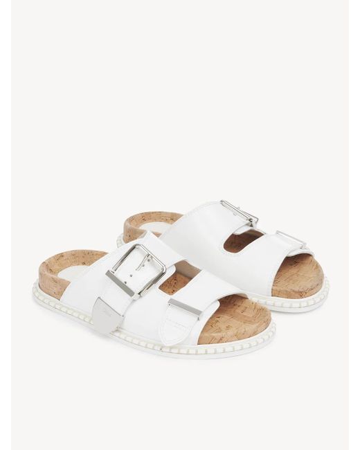 Chloé Clasp Details Slippers in White | Lyst