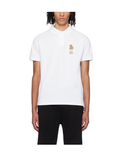 Polo Ralph Lauren Logo Pattern Polo Shirt in White for Men | Lyst