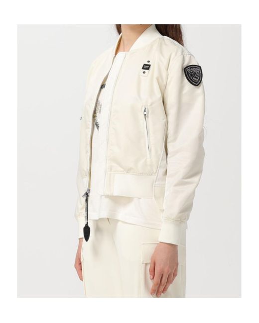 Blauer Usa Eleanor Logo-Patch Bomber Jacket in White | Lyst