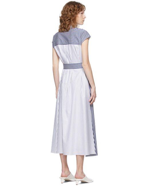 Partow Logo Stripe Stitching Dress in Blue | Lyst